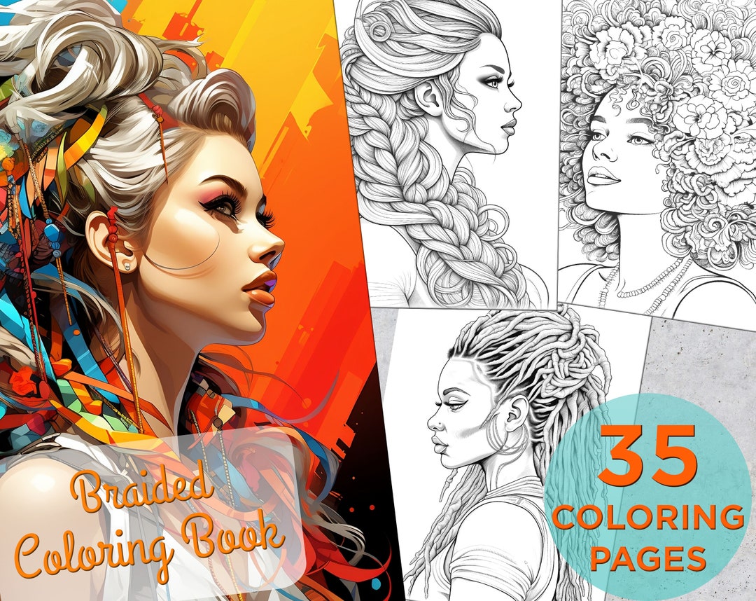 35 Braided Hairstyles Coloring Pages Braid Printable - Etsy