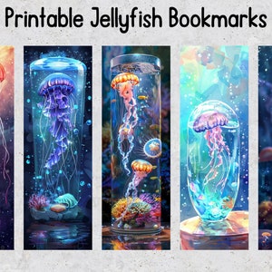 50 Jellyfish Printable Bookmarks, Ocean Digital Download Bookmark ...