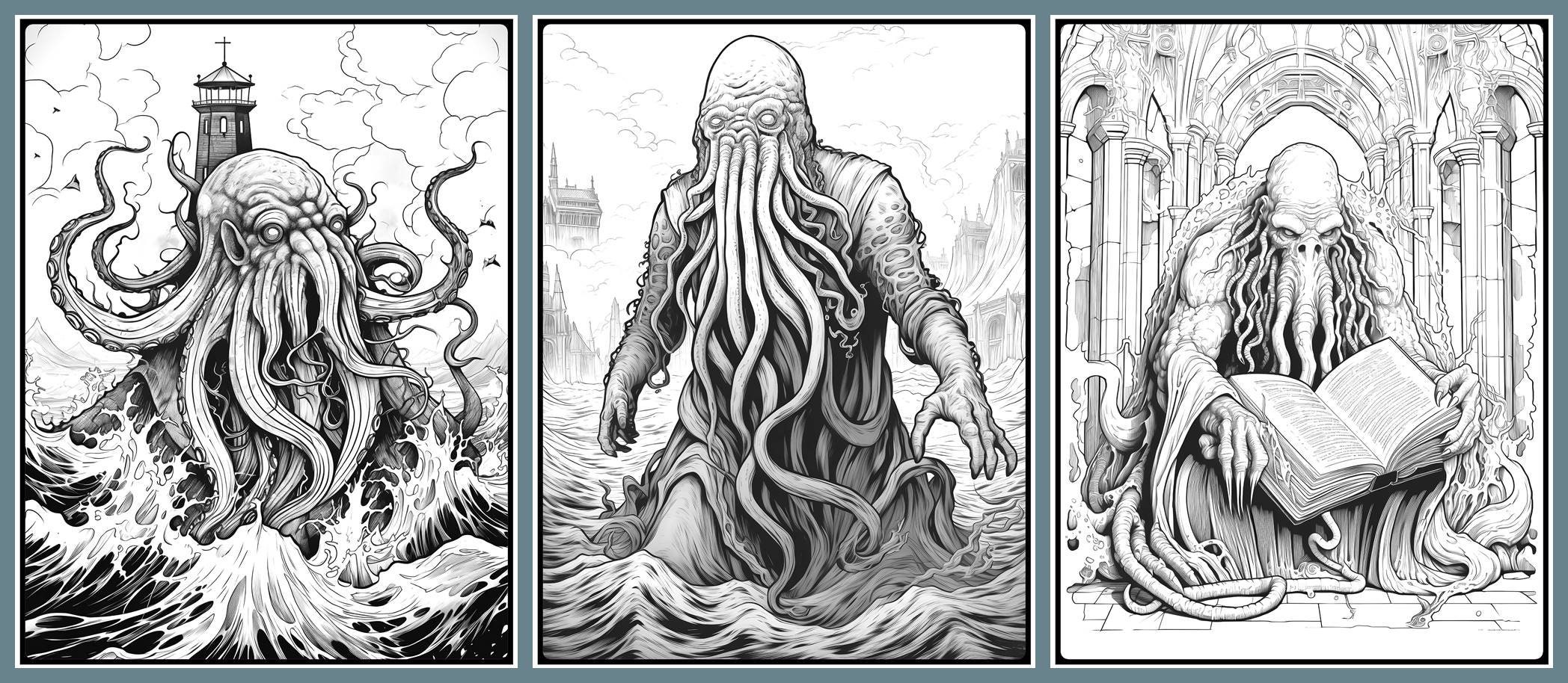 33 Cthulhu Coloring Pages, Adults Printable Coloring Page Cthulhu Arts ...