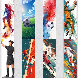 50 Soccer Football Printable Bookmarks, Football Digital Bookmark ...