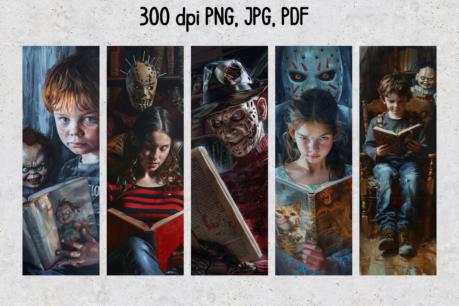 50 People in Horror Printable Bookmarks, Horror Digital Bookmark Sheets ...