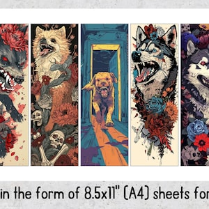 50 Horror Dog Printable Bookmarks, Scary Dog Digital Bookmark Sheets ...