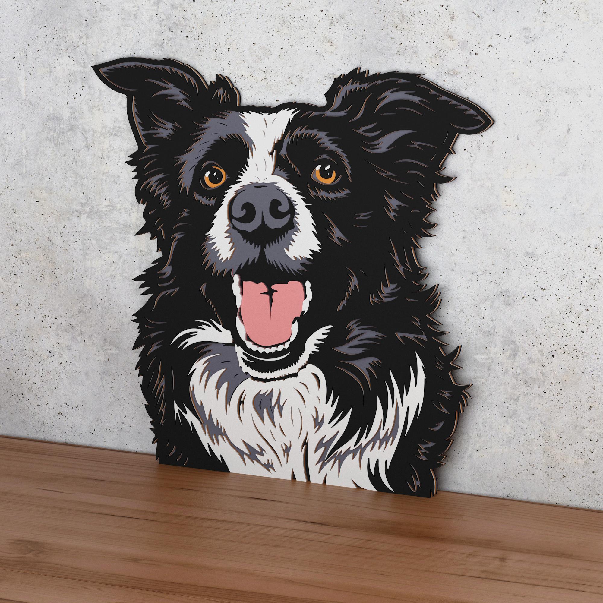 Border Collie Layered Design for Laser Cutting, SVG DXF Border Collie ...