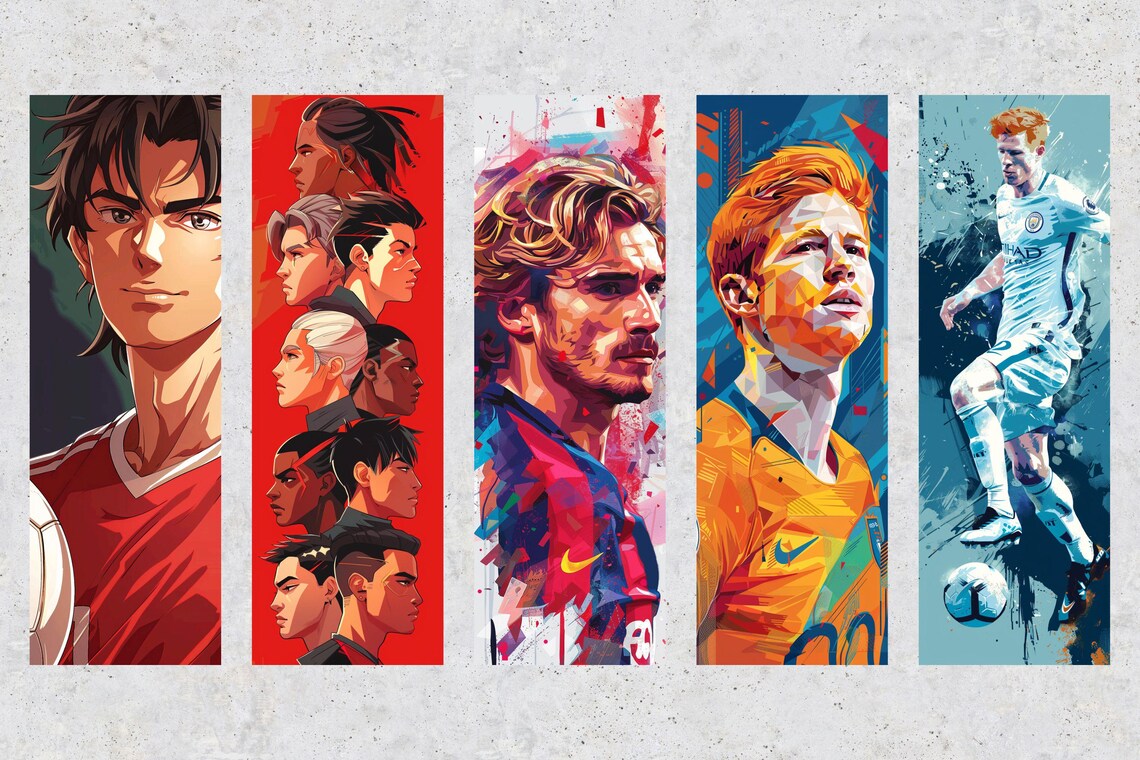 50 Soccer Football Printable Bookmarks, Football Digital Bookmark ...