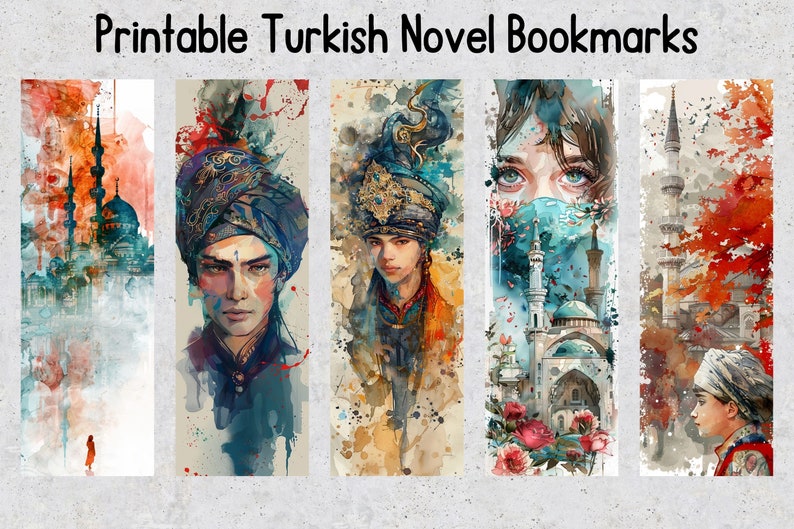 50 Turkish Novel Printable Bookmarks, Turkey Digital Bookmark Sheets ...