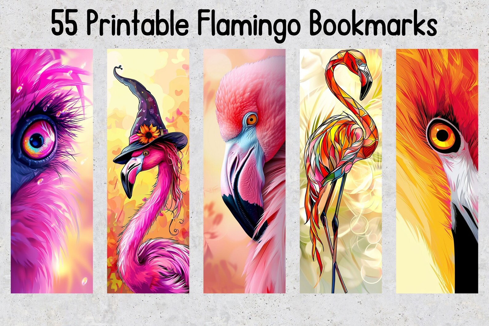 55 Flamingo Printable Bookmarks, Flamingo Digital Download Bookmark ...