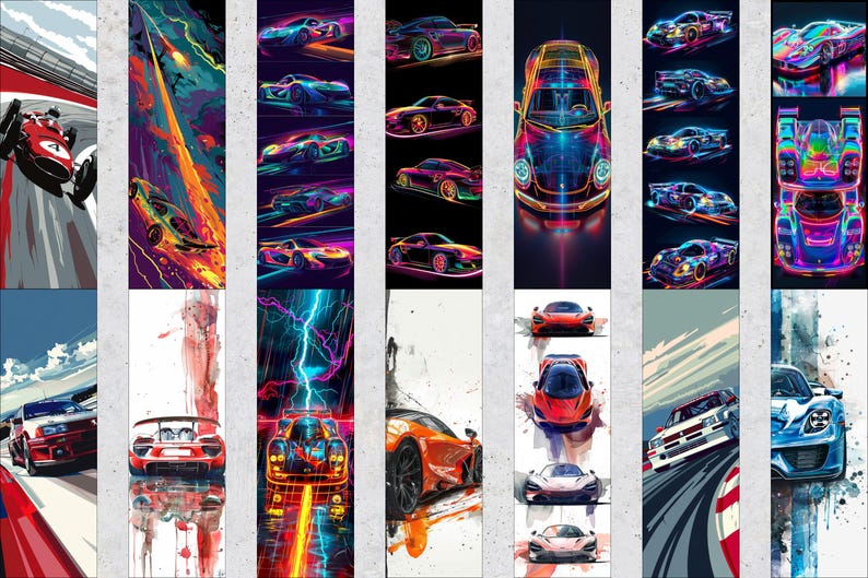 50 Racing Car Printable Bookmarks, Racing Car Digital Download Bookmark ...