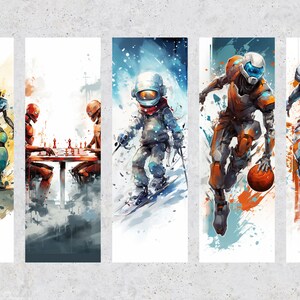 35 Robot Athletes Printable Bookmarks, Robot Digital Bookmark Sheets ...