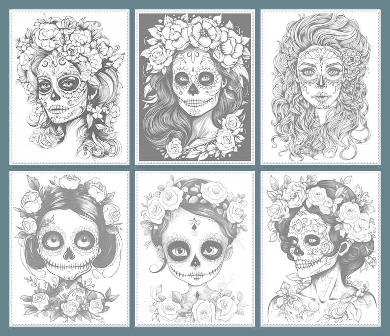 25 Sugar Skull Girls Coloring Pages Adults Printable - Etsy