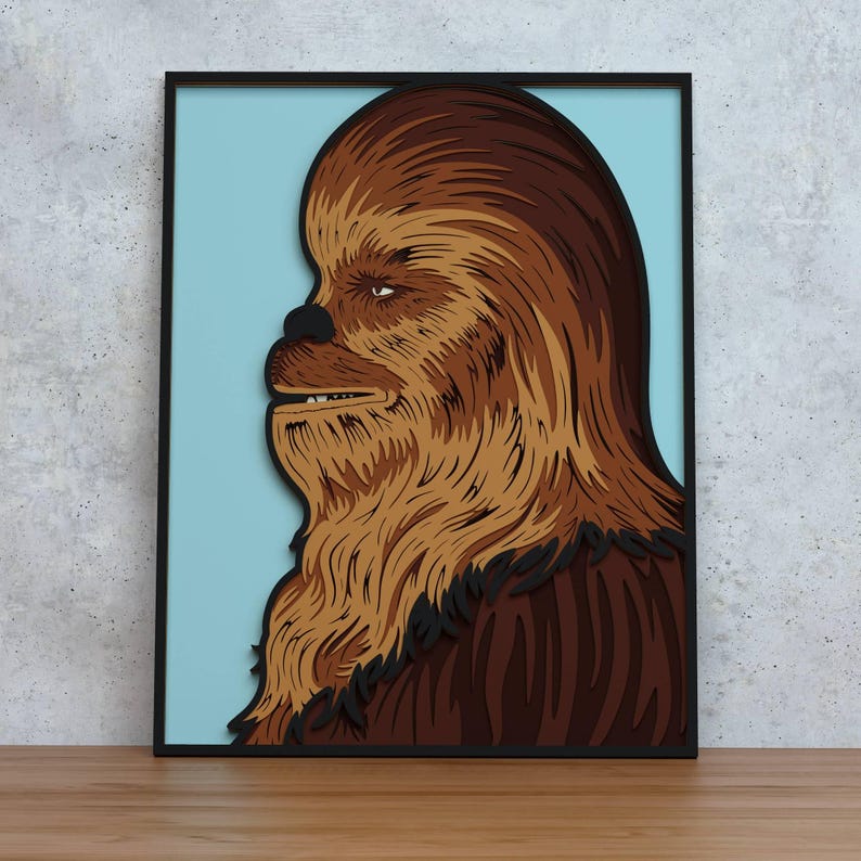 Chewie Star War Layered Design for Laser and Paper Cutting, Star War ...