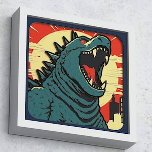 Monsterzilla Shadow Box, Monster SVG Layered Design for Cricut ...