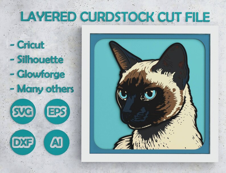 Siamese Cat Shadow Box Siamese Cat SVG Layered Design for - Etsy