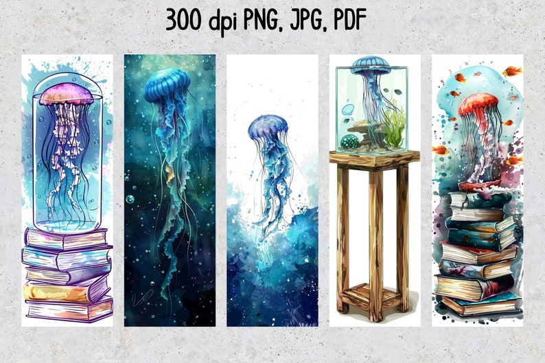 50 Jellyfish Printable Bookmarks, Ocean Digital Download Bookmark ...