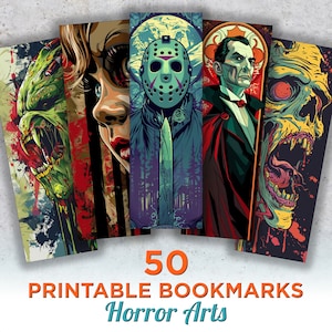 50 Horror Arts Printable Bookmarks, Horror Arts Digital Bookmark Sheets ...