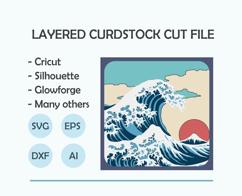 Great Wave Shadow Box Great Wave SVG Layered Design for - Etsy