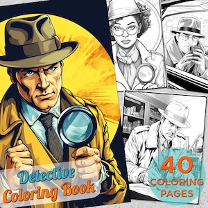 40 Detective Coloring Pages, Crime Detective Printable Grayscale ...