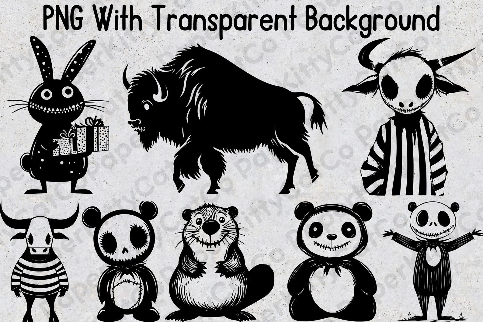 50 Nightmare Animals PNG & SVG Bundle, SVG Silhouettes Sublimation, Fun ...