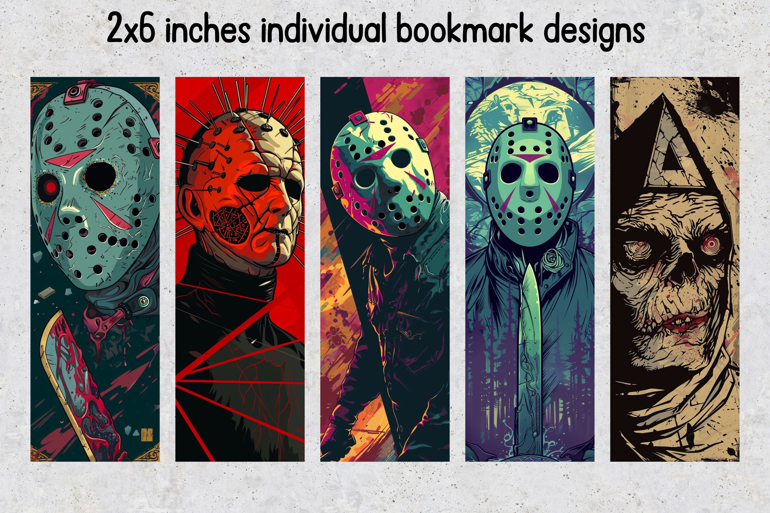 50 Horror Arts Printable Bookmarks, Horror Arts Digital Bookmark Sheets ...