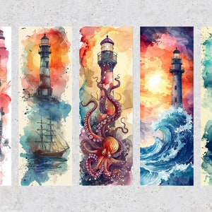 55 Lighthouse Printable Bookmarks, Ocean Digital Download Bookmark ...