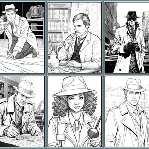 40 Detective Coloring Pages, Crime Detective Printable Grayscale ...