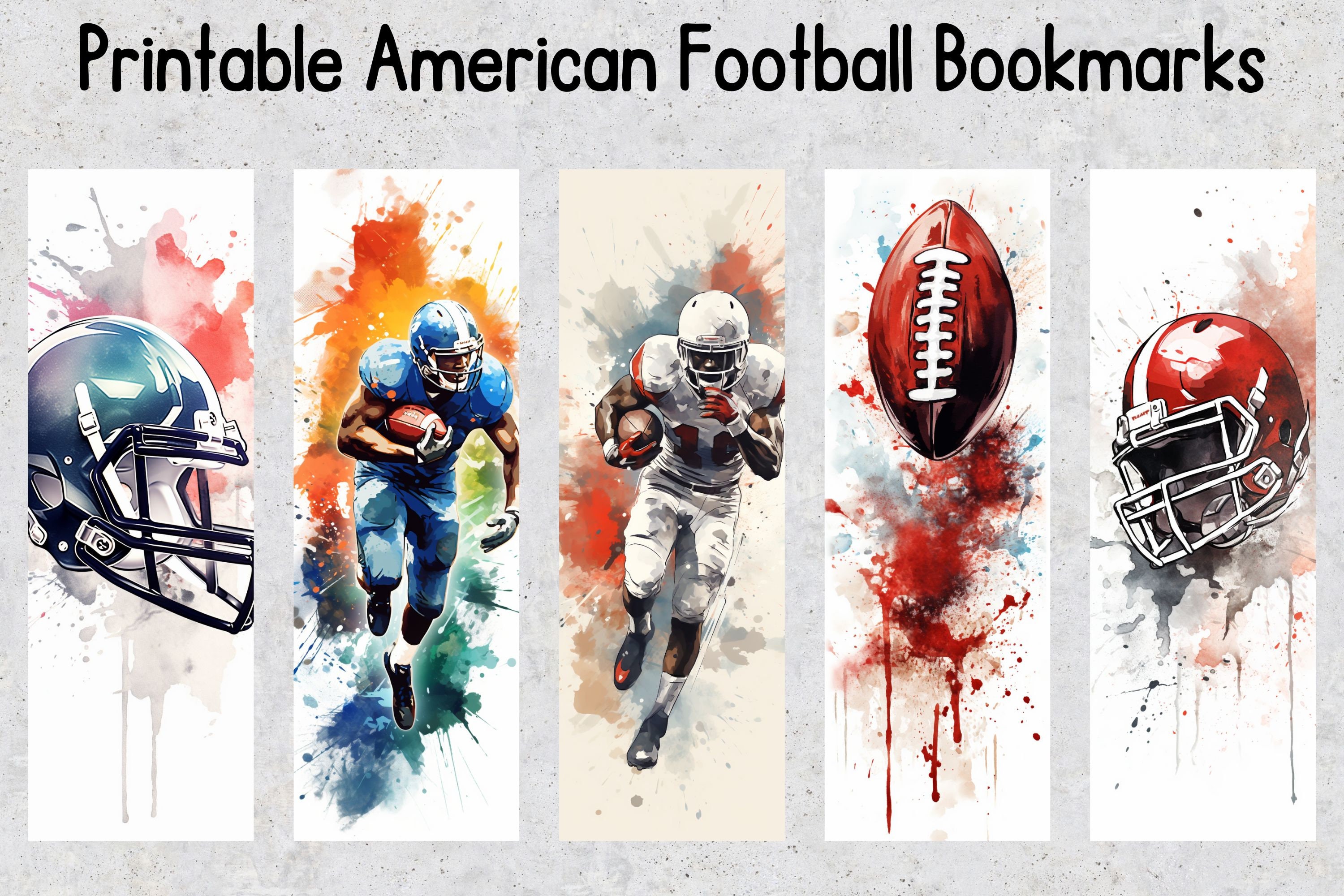 45 American Football Printable Bookmarks, Football Digital Bookmark ...