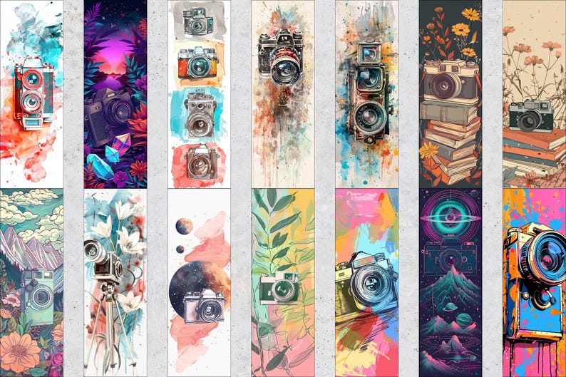 50 Photo Camera Printable Bookmarks, Camera Digital Download Bookmark ...
