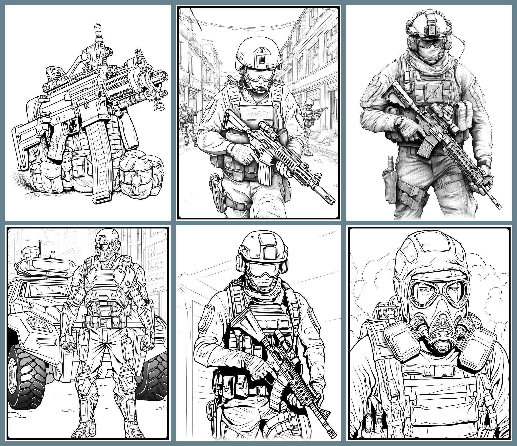 36 SWAT Coloring Pages, Adults Printable Army Forces Coloring Book ...