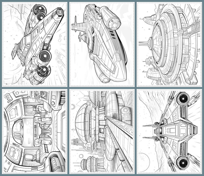 28 Starships Coloring Pages Printable Spaceship Coloring - Etsy