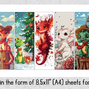 50 Baby Dragon Printable Bookmarks, Dragon Digital Download Bookmark ...