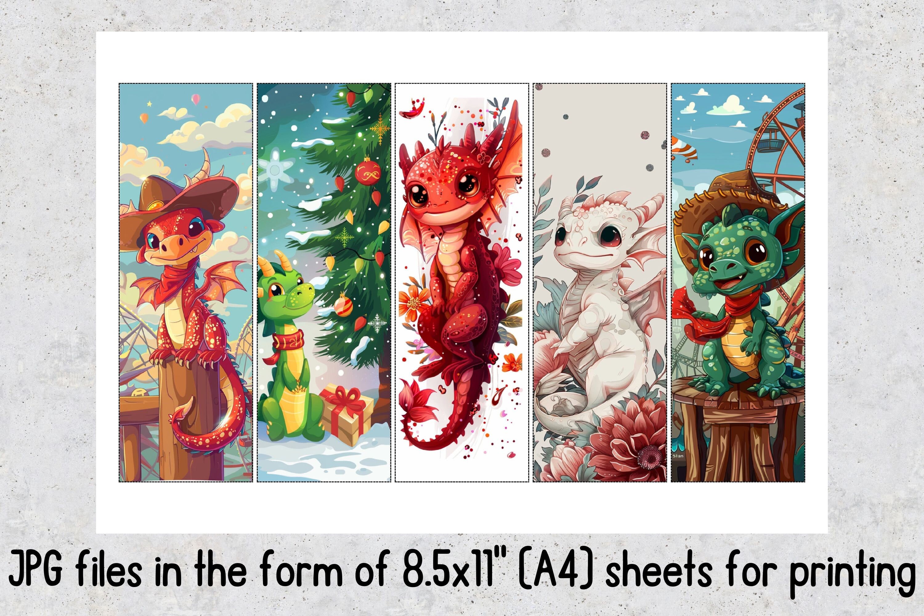 50 Baby Dragon Printable Bookmarks, Dragon Digital Download Bookmark ...