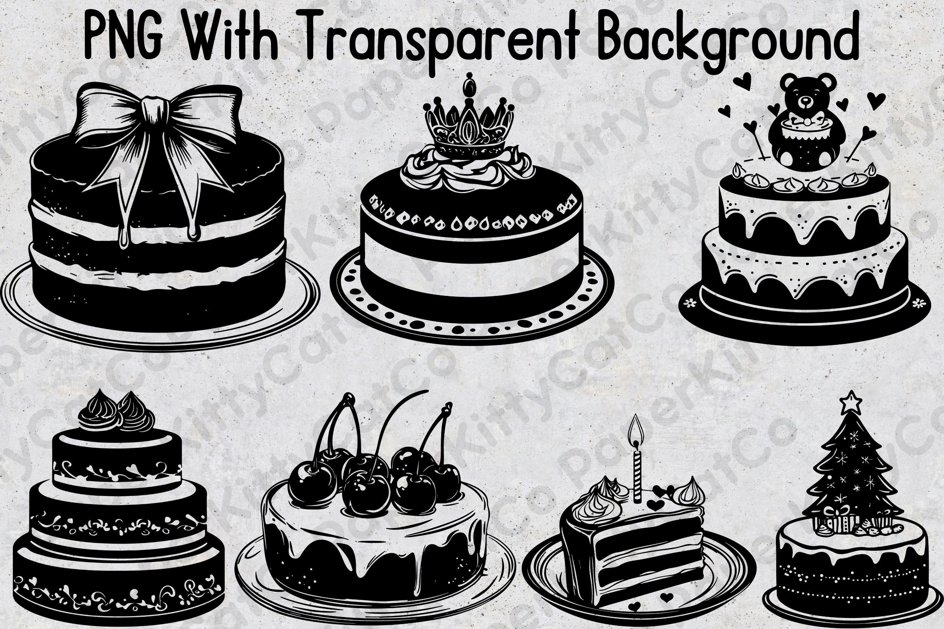 35 Cake PNG & SVG Bundle, Cakes SVG Silhouettes Sublimation, Birthday ...