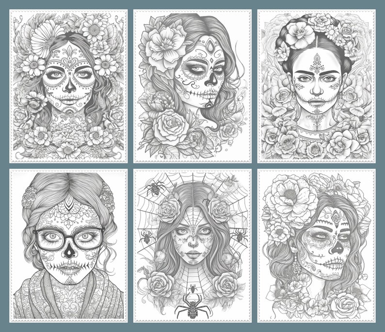 25 Sugar Skull Girls Coloring Pages Adults Printable - Etsy