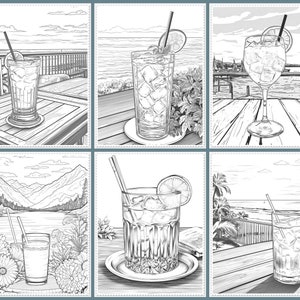 26 Fancy Cocktails Coloring Pages, Adults Printable Grayscale Coloring ...