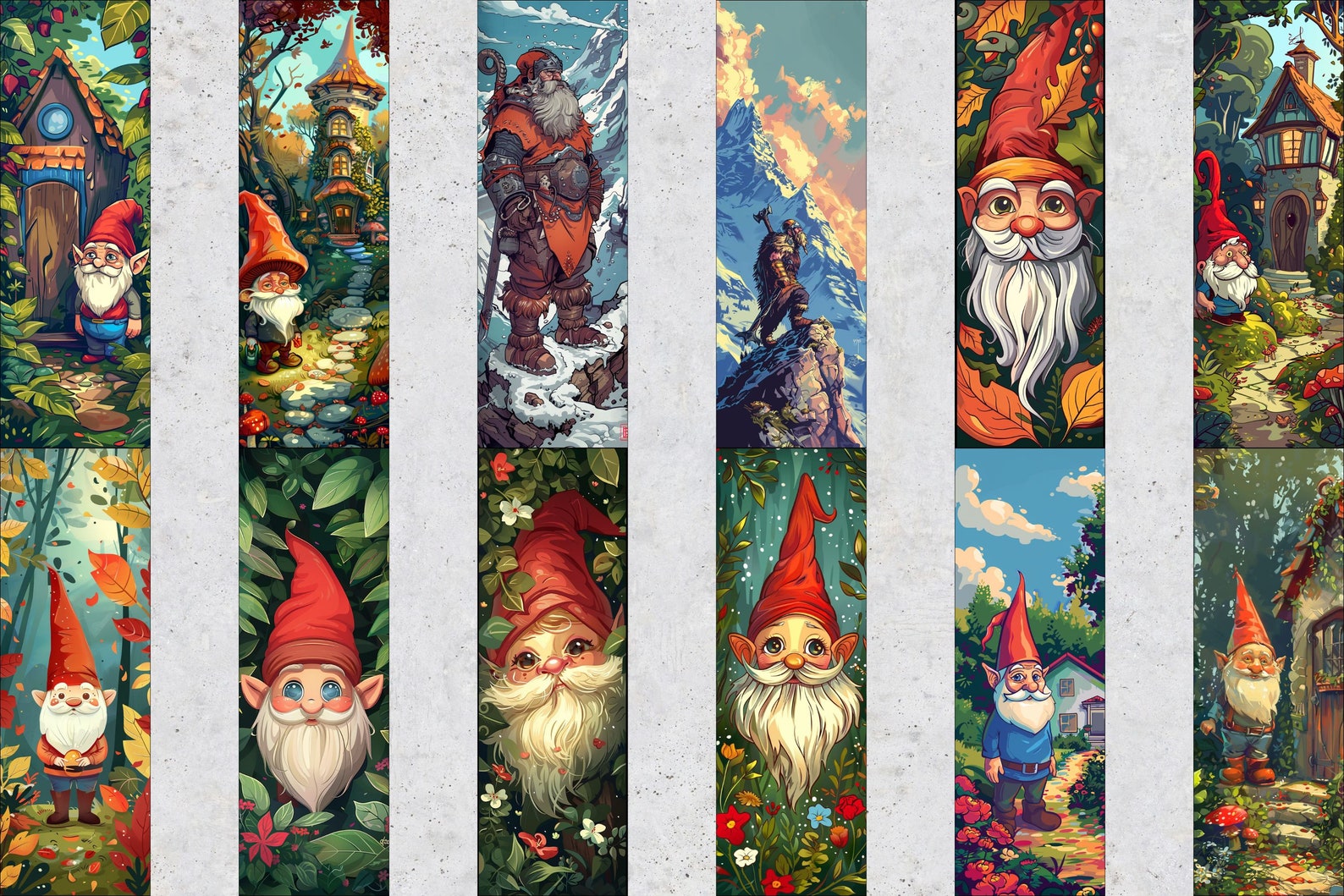 50 Cute Gnome Printable Bookmarks, Cute Gnome Digital Download Bookmark ...