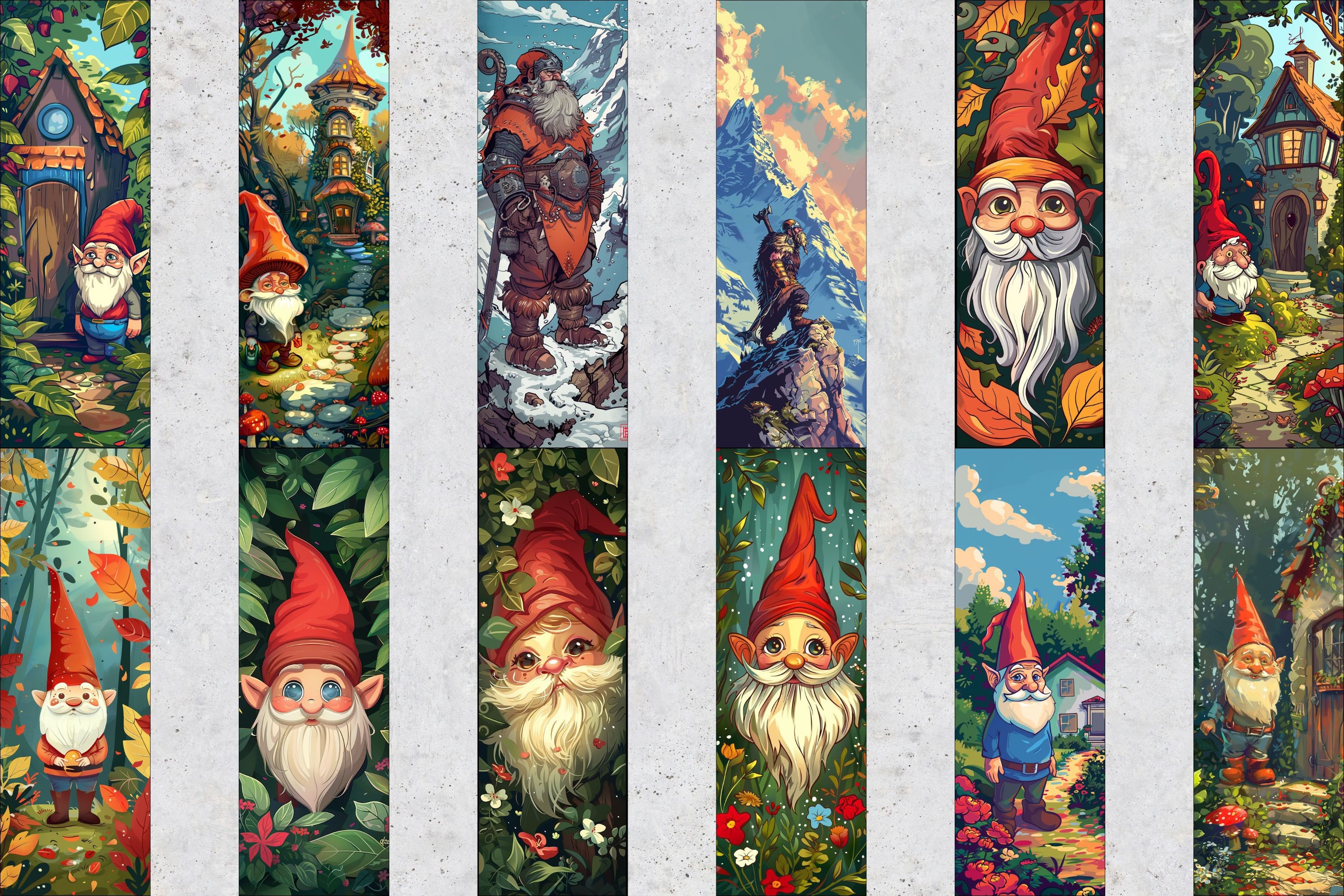 50 Cute Gnome Printable Bookmarks, Cute Gnome Digital Download Bookmark ...