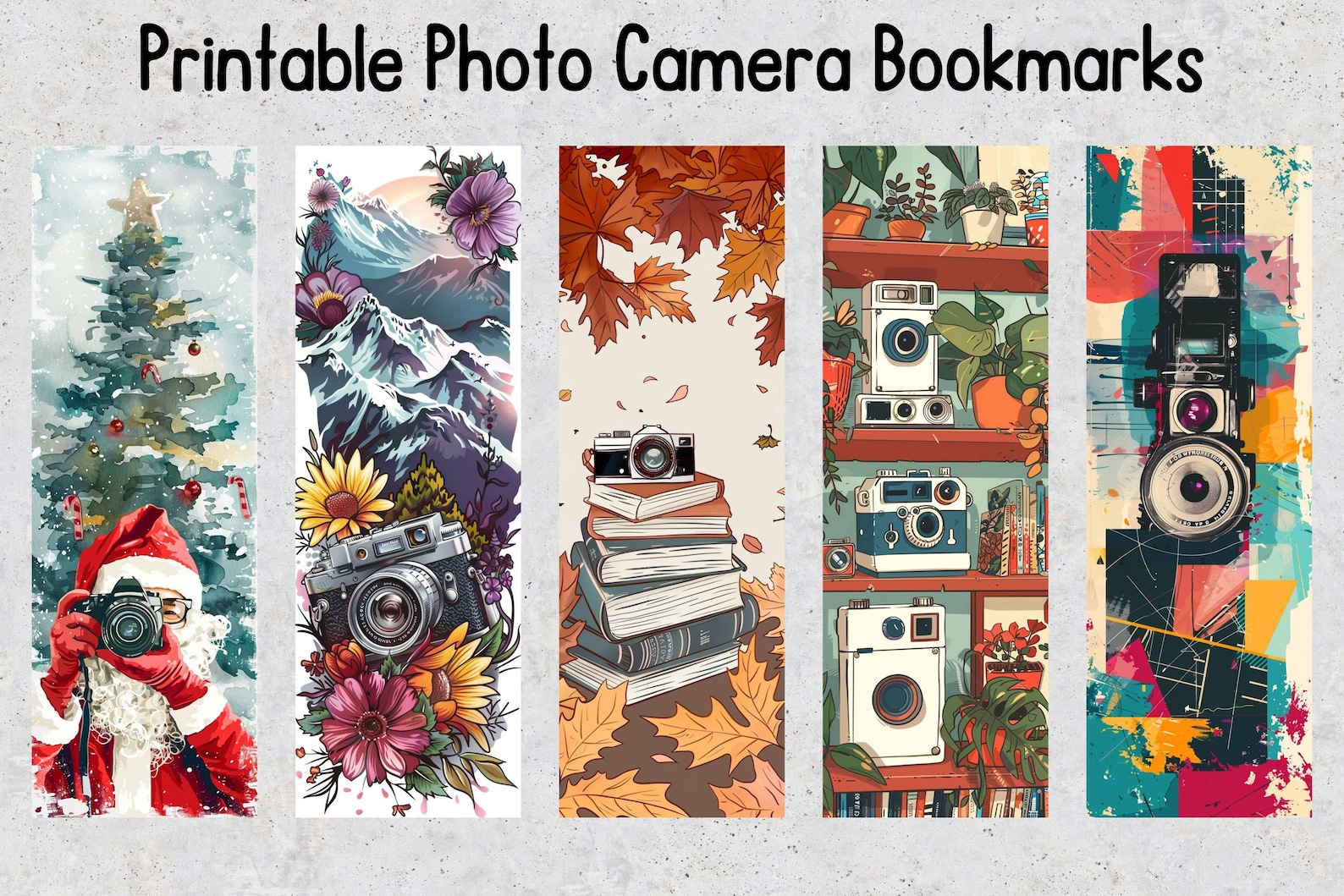 50 Photo Camera Printable Bookmarks, Camera Digital Download Bookmark ...