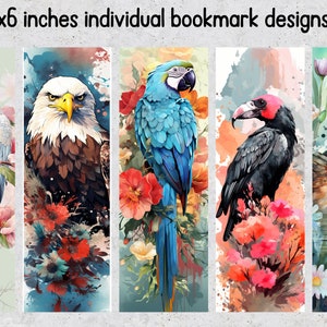 50 Bird Printable Bookmarks, Birds Digital Download Bookmark Sheets ...