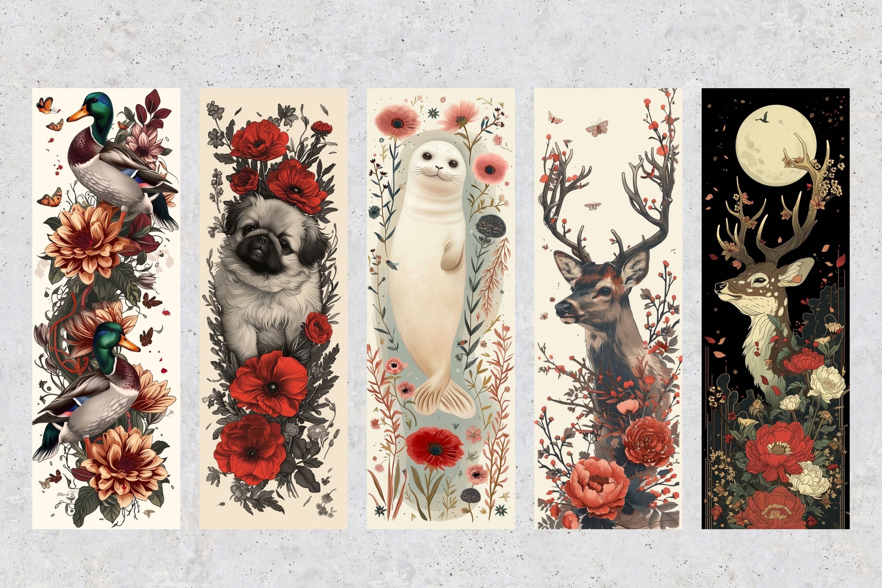50 Vintage Printable Bookmarks, Floral Rare Digital Download Bookmark ...
