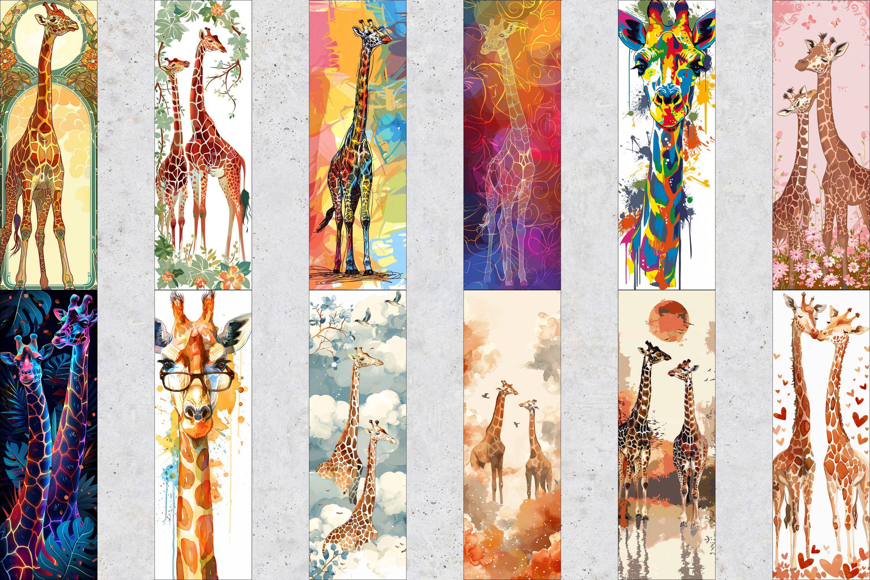50 Giraffe Printable Bookmarks, Giraffe Digital Bookmark Sheets ...