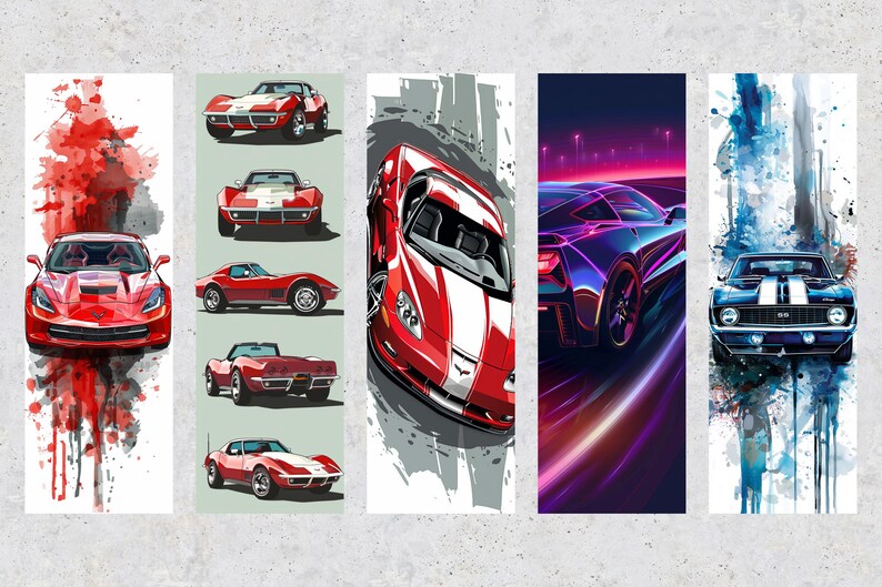 50 Sport Car Printable Bookmarks, Sport Car Digital Download Bookmark ...