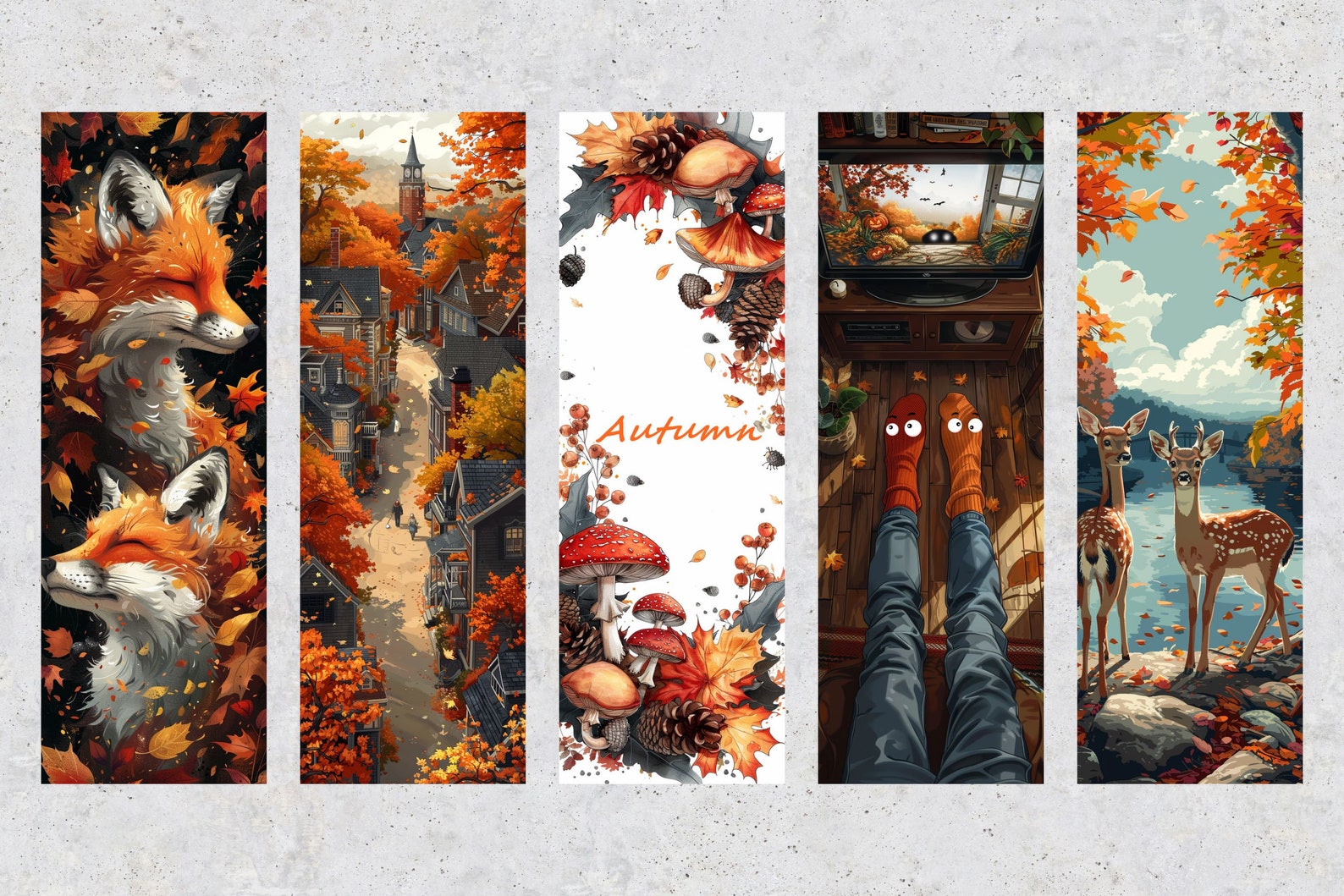 50 Autumn Printable Bookmarks, Autumn Digital Download Bookmark Sheets ...