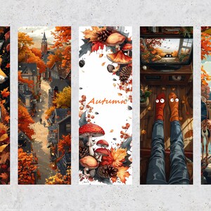 50 Autumn Printable Bookmarks, Autumn Digital Download Bookmark Sheets ...