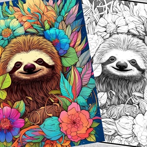 40 Charming Sloths Coloring Pages, Sloths Printable Grayscale Coloring ...