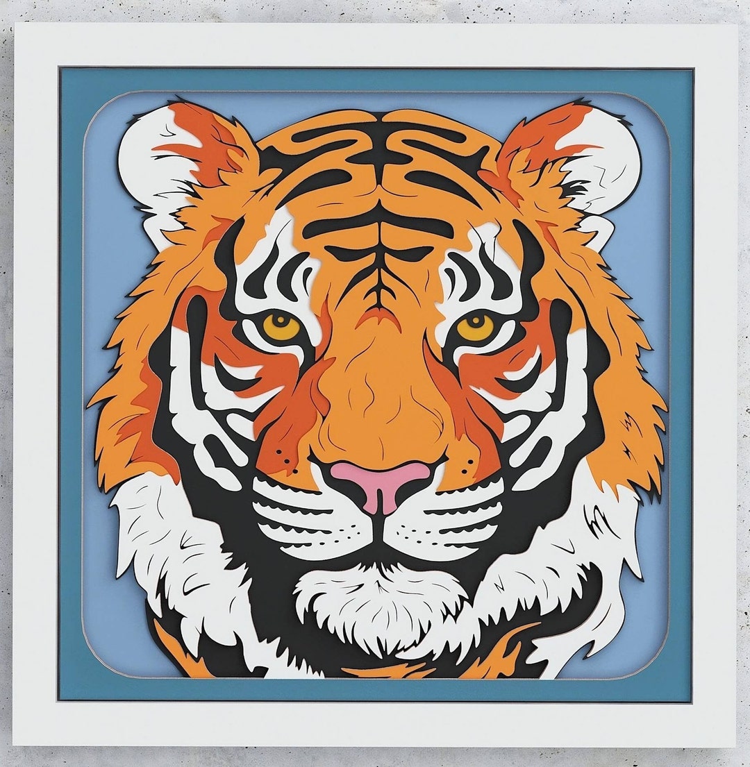 Tiger Shadow Box, Tiger SVG Layered Design for Cricut Silhouette ...