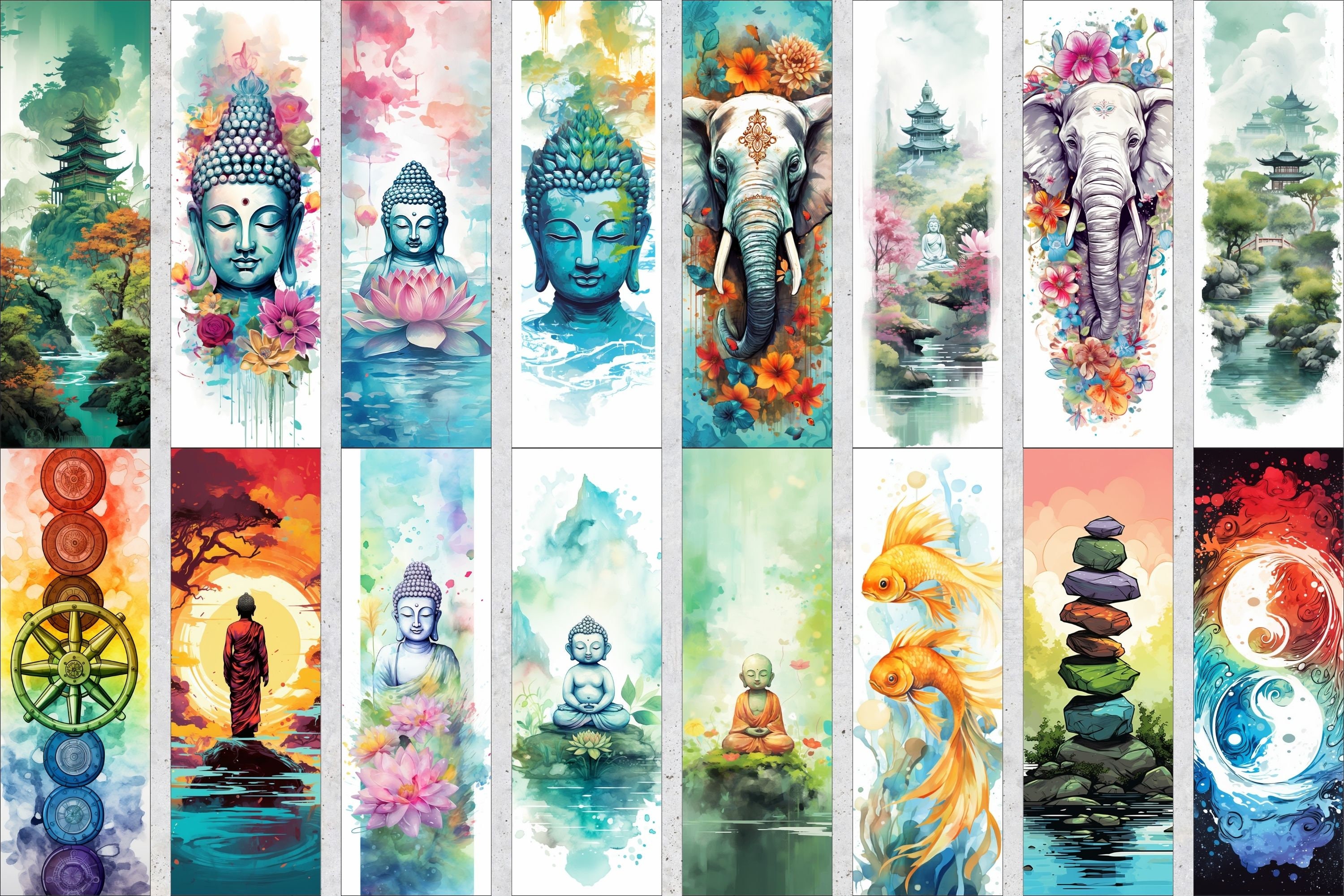 50 Buddhist Printable Bookmarks, Buddhism Digital Download Bookmark ...