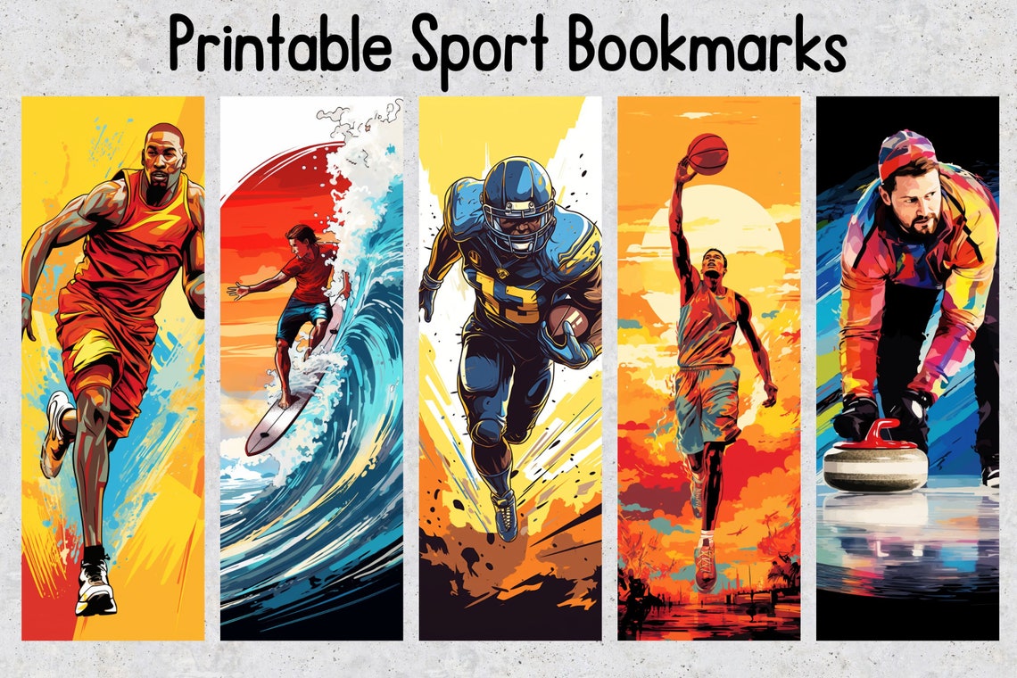 40 Sports Printable Bookmarks, Sport Digital Download Bookmark Sheets ...