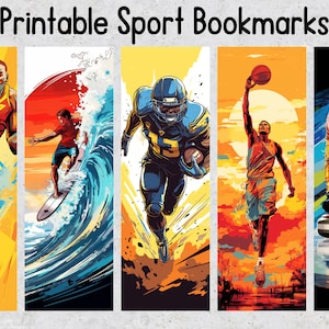 40 Sports Printable Bookmarks, Sport Digital Download Bookmark Sheets ...