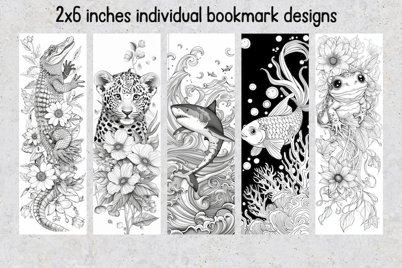 50 Printable Bookmarks for Coloring Animals, Animals Digital Download ...