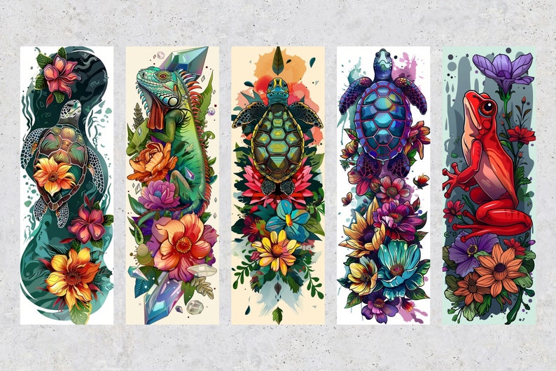 50 Reptile Printable Bookmarks, Reptile Digital Download Bookmark Sheet ...