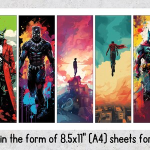 40 Superhero Printable Bookmarks, Comics Digital Download Bookmark ...